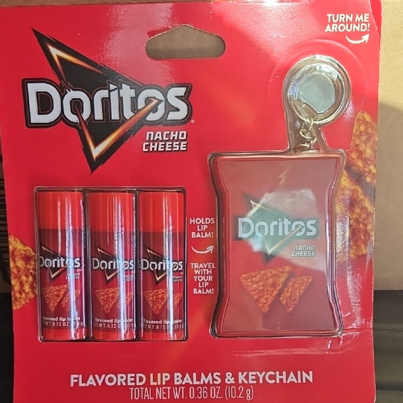 Makeup | Doritos Nacho Cheese Lip Balm Set With Keychain | Poshmark
